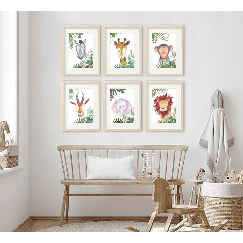 "Láminas infantiles" - Colección completa Animales de la Selva - Baby Dyoli